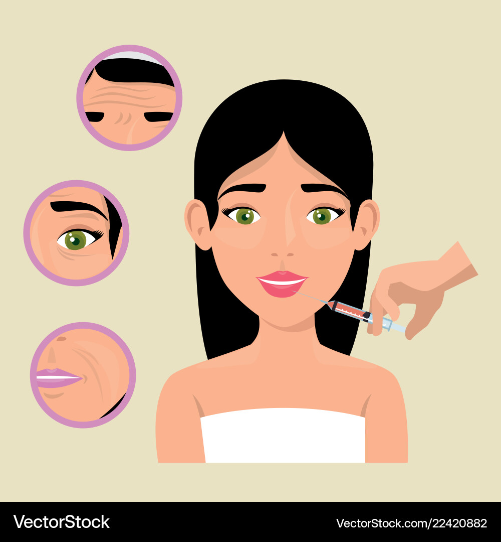 Woman with botox treatment Royalty Free Vector Image