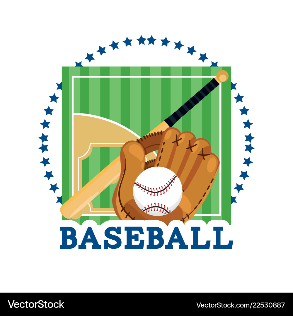 Baseball field game with professional equipment Vector Image