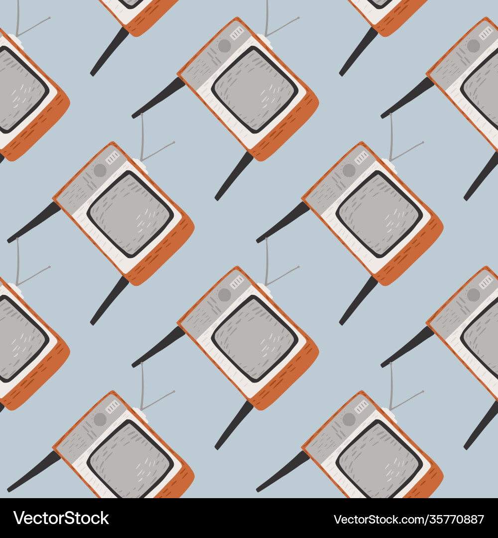Cartoon technic seamless pattern with grey tv Vector Image