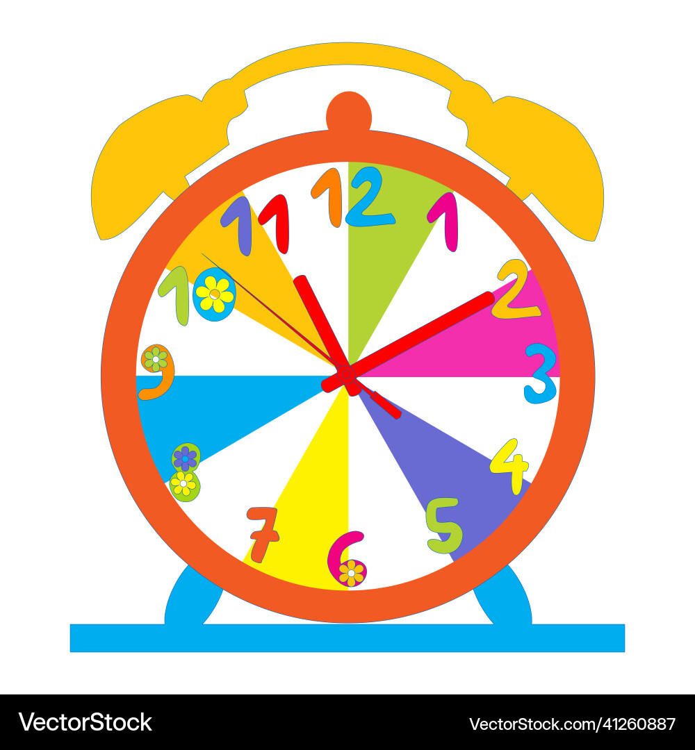 Colored alarm clock isolated on white background Vector Image