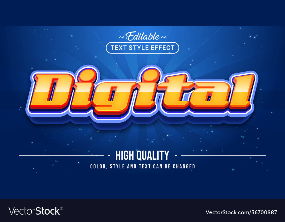 Editable text style effect - digital text style Vector Image