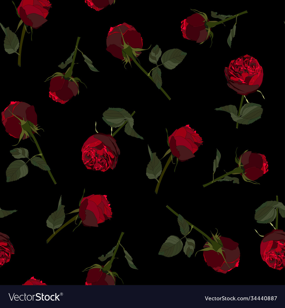 Floral seamless pattern with red roses Royalty Free Vector