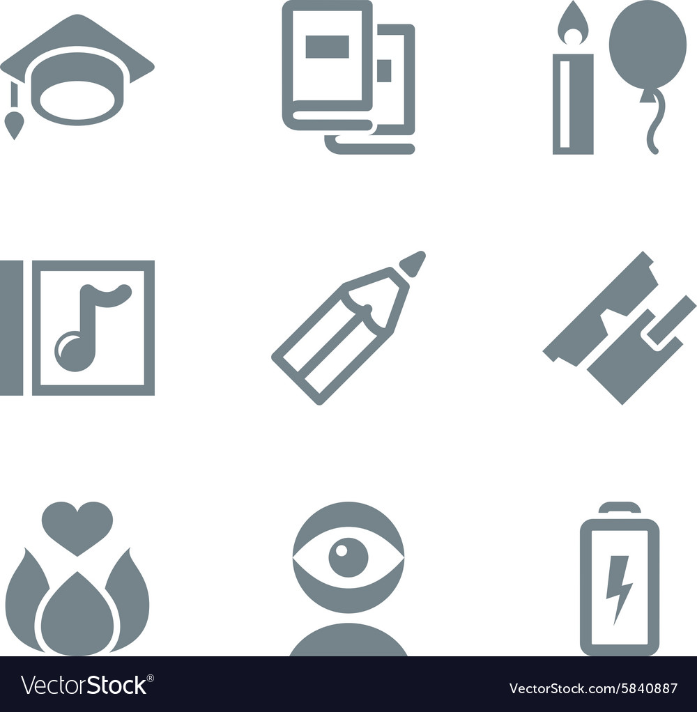 Icon set education and science gray Royalty Free Vector