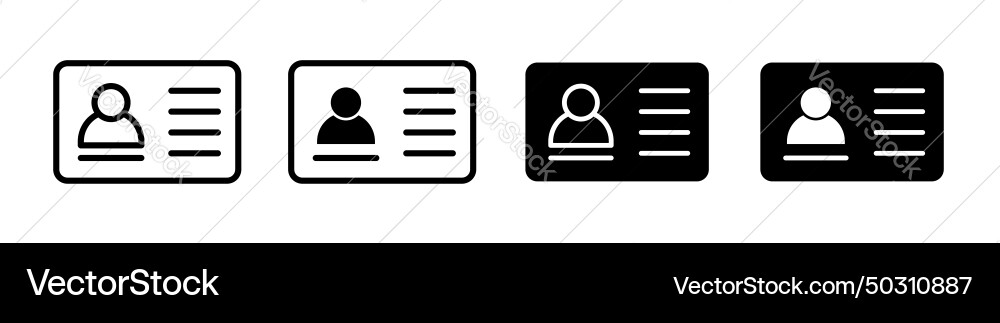 Id card icon set identification membership badge Vector Image