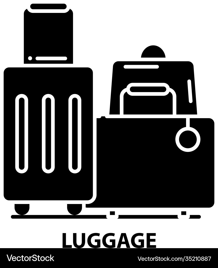 Luggage icon black sign with editable Royalty Free Vector