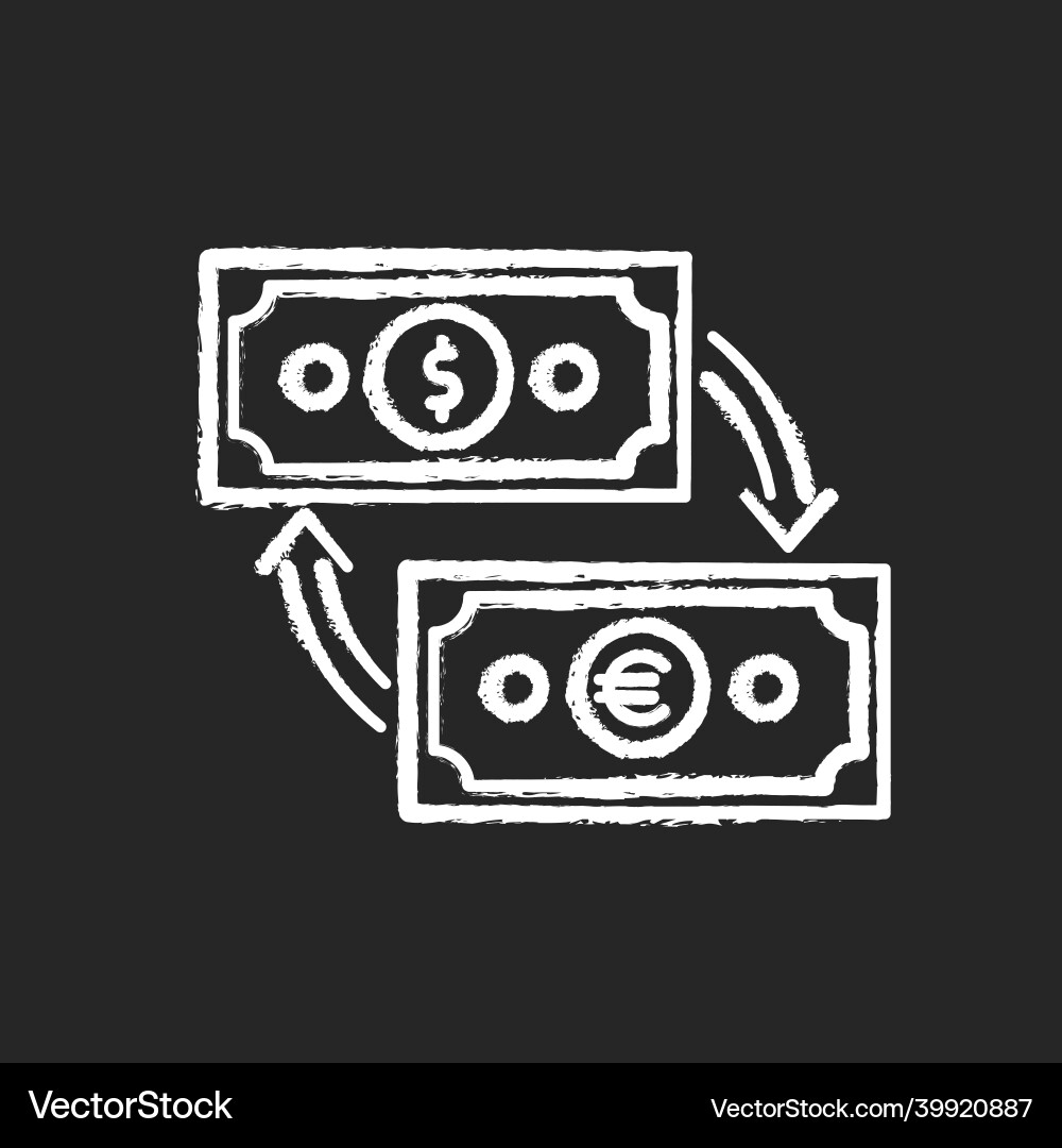 Money exchange chalk white icon on black Vector Image