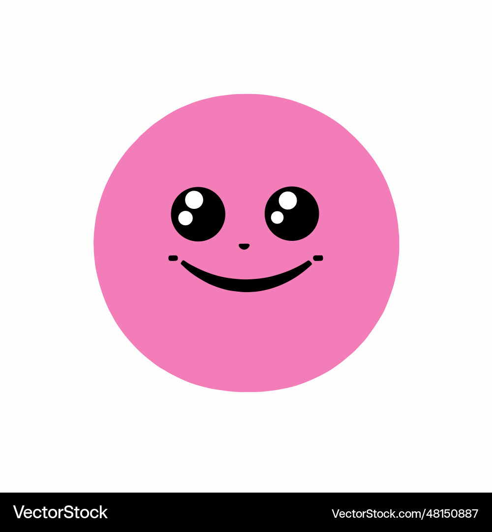 Pink emoji face icon on white background Vector Image
