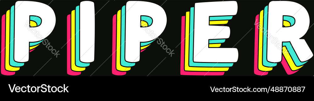 Piper - retro rainbow typography faded style Vector Image