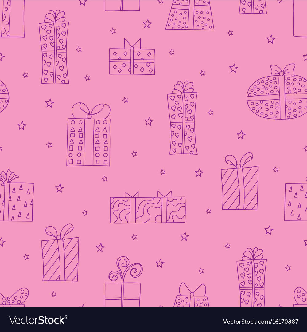 Seamless pattern with cute gift boxes Royalty Free Vector
