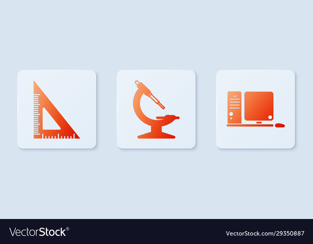 Set microscope triangular ruler and computer Vector Image