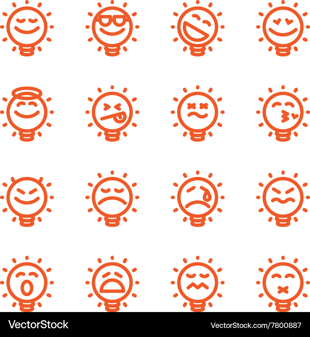 Set of emoji lightbulb emoticons Royalty Free Vector Image