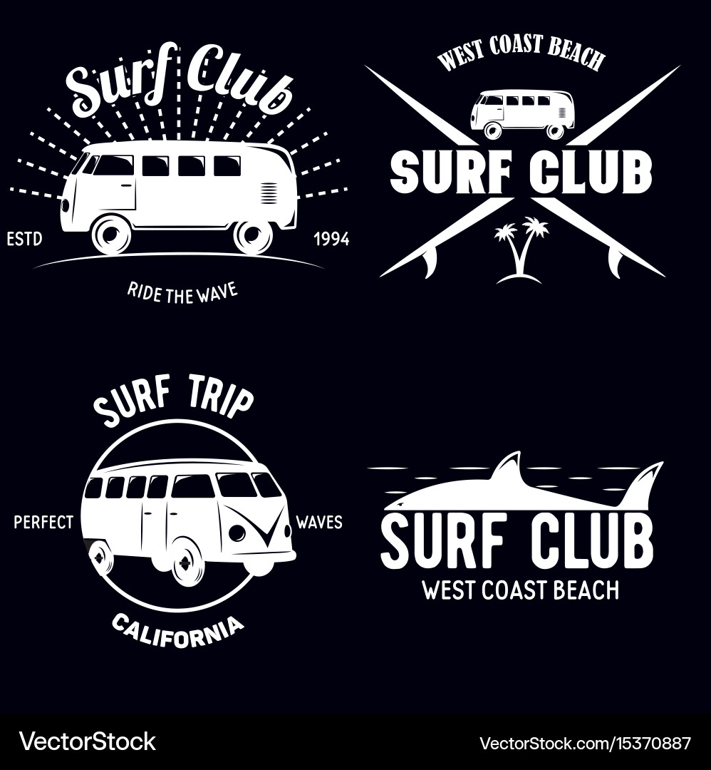 Set vintage surfing graphics and emblems Vector Image