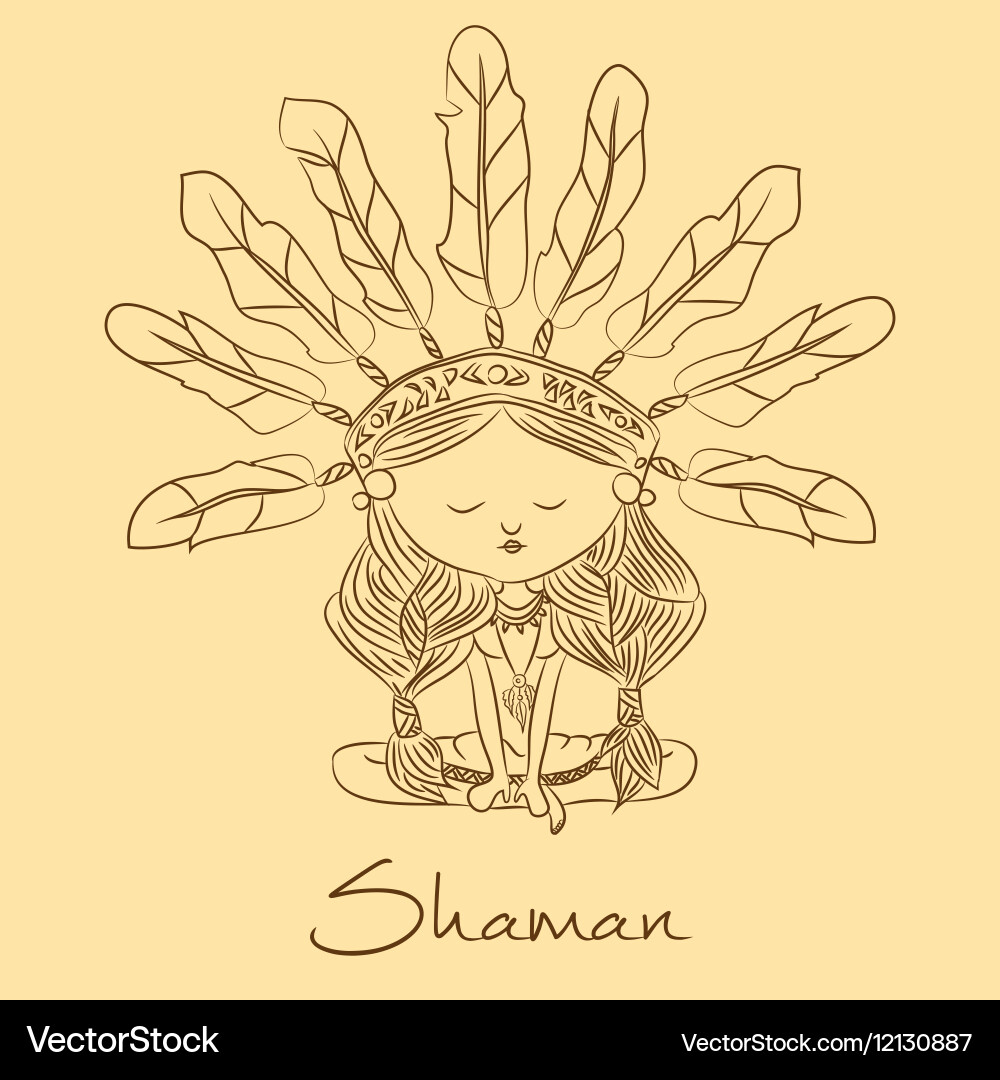 Sketch Shaman redskin Royalty Free Vector Image