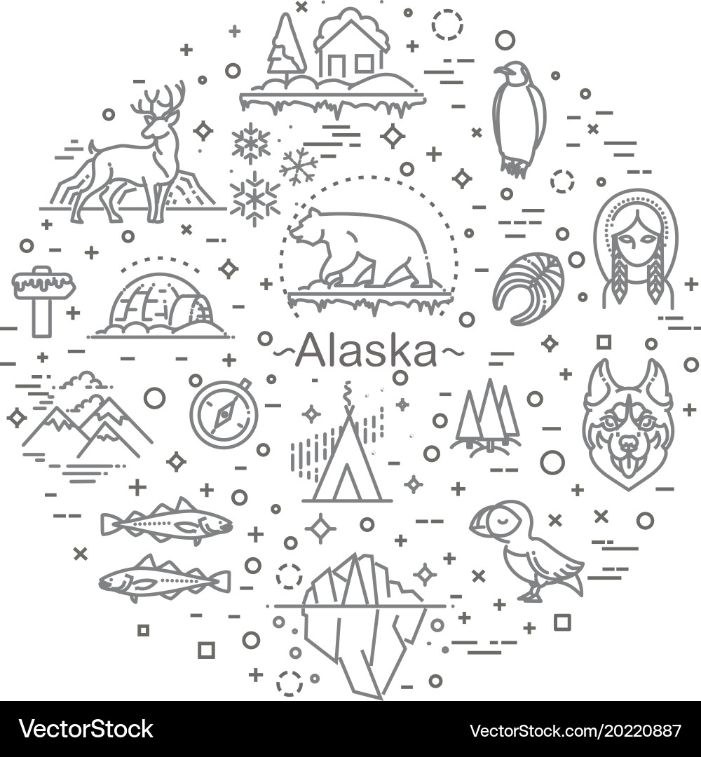 Thin line arctic icons set north pole outline Vector Image