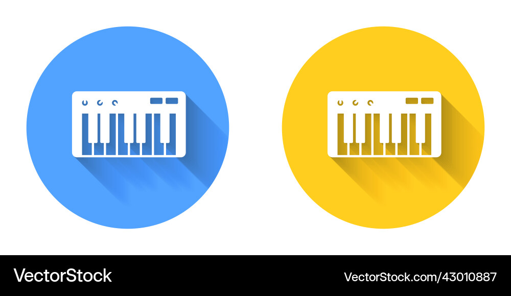 White music synthesizer icon isolated with long Vector Image