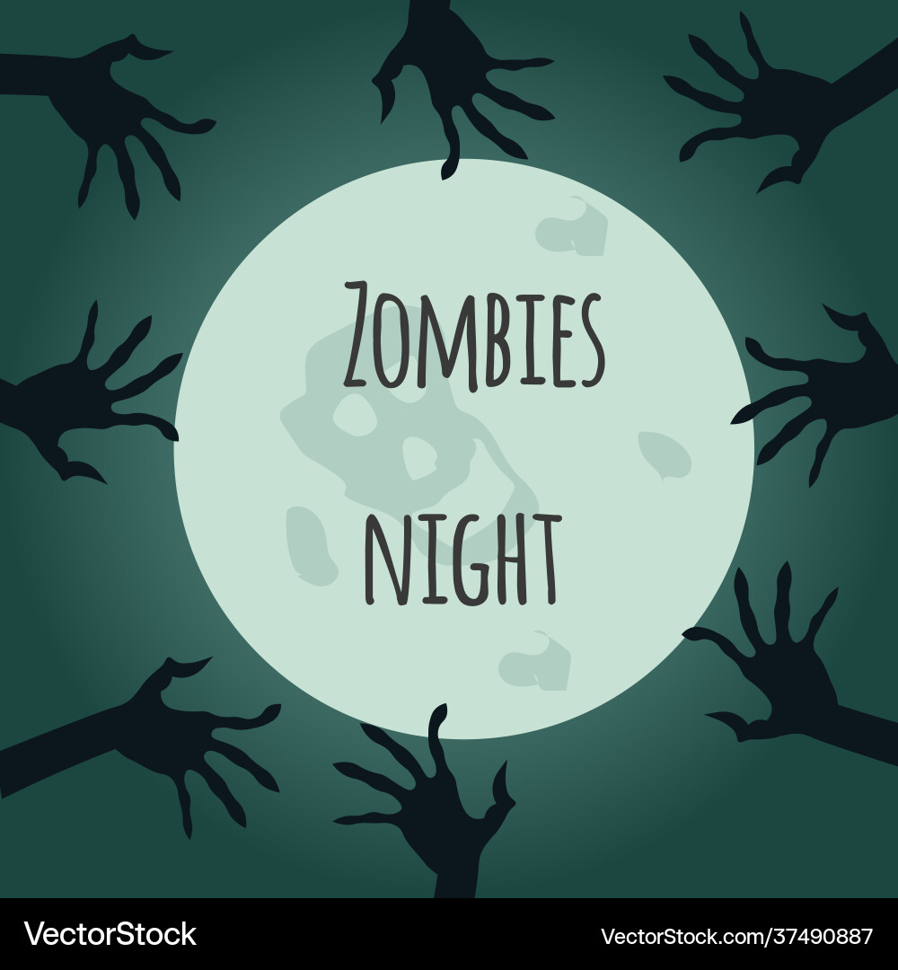 Zombie night day cartoon monster hand Royalty Free Vector