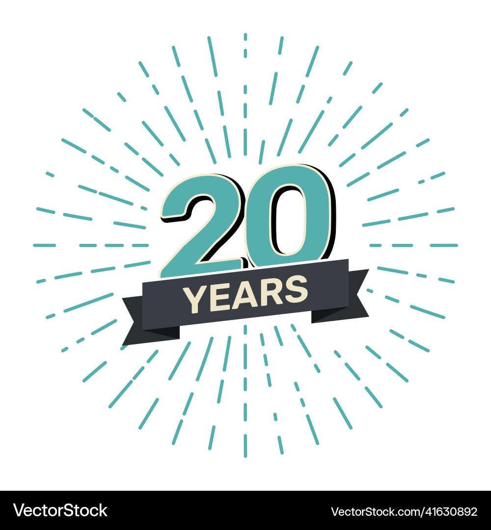 20th anniversary retro stamp icon badge invitation