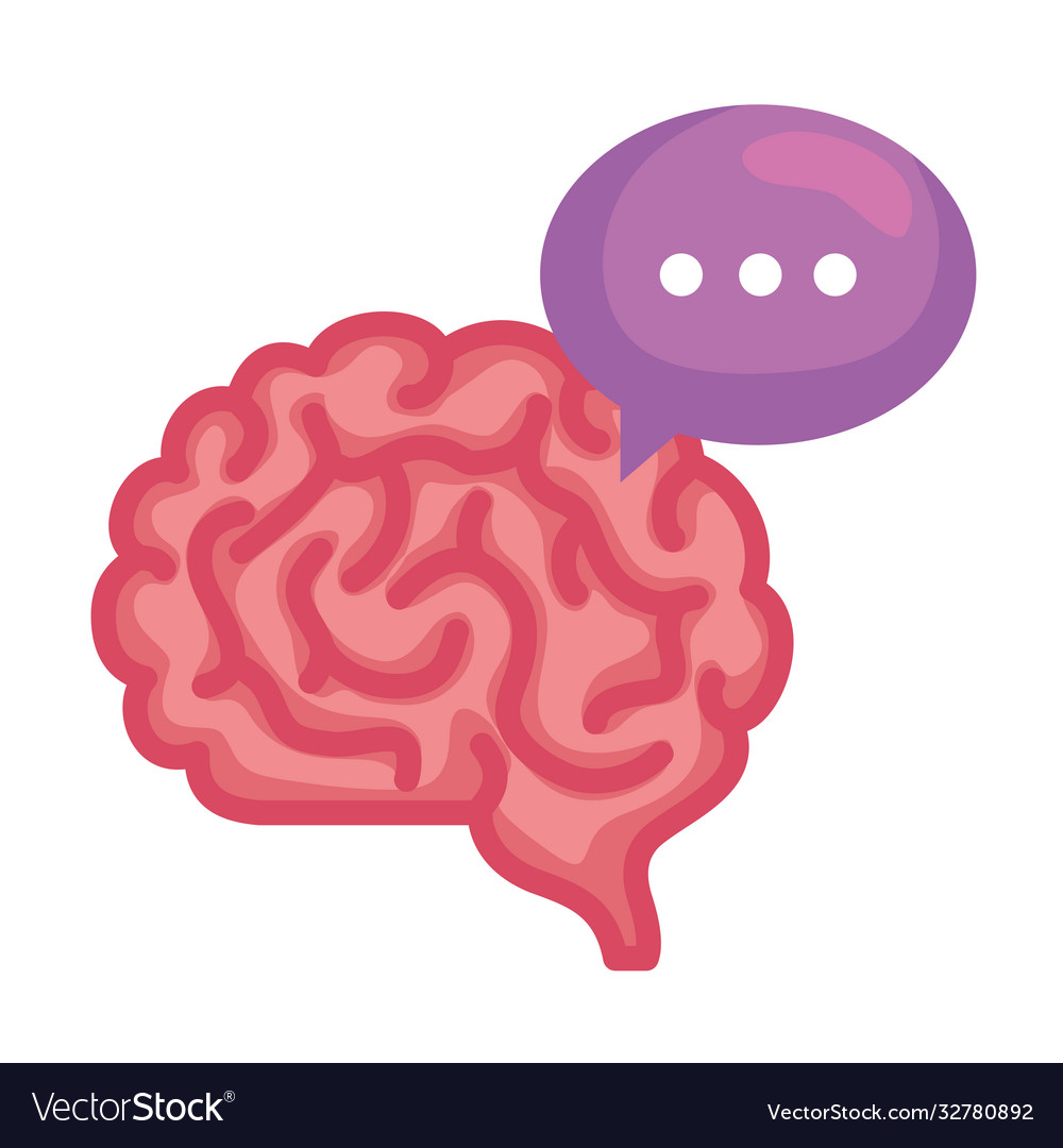 Brain human with speech bubble thinking Royalty Free Vector
