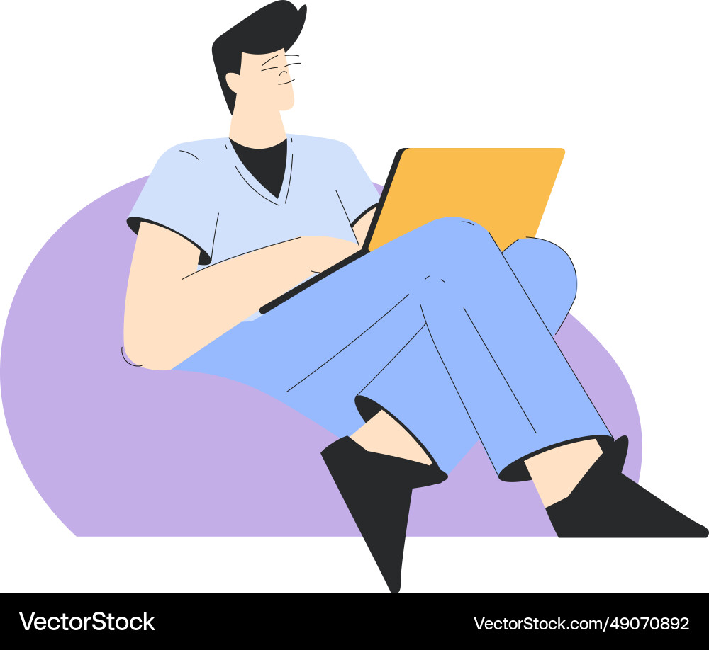 Business with young man character sitting Vector Image