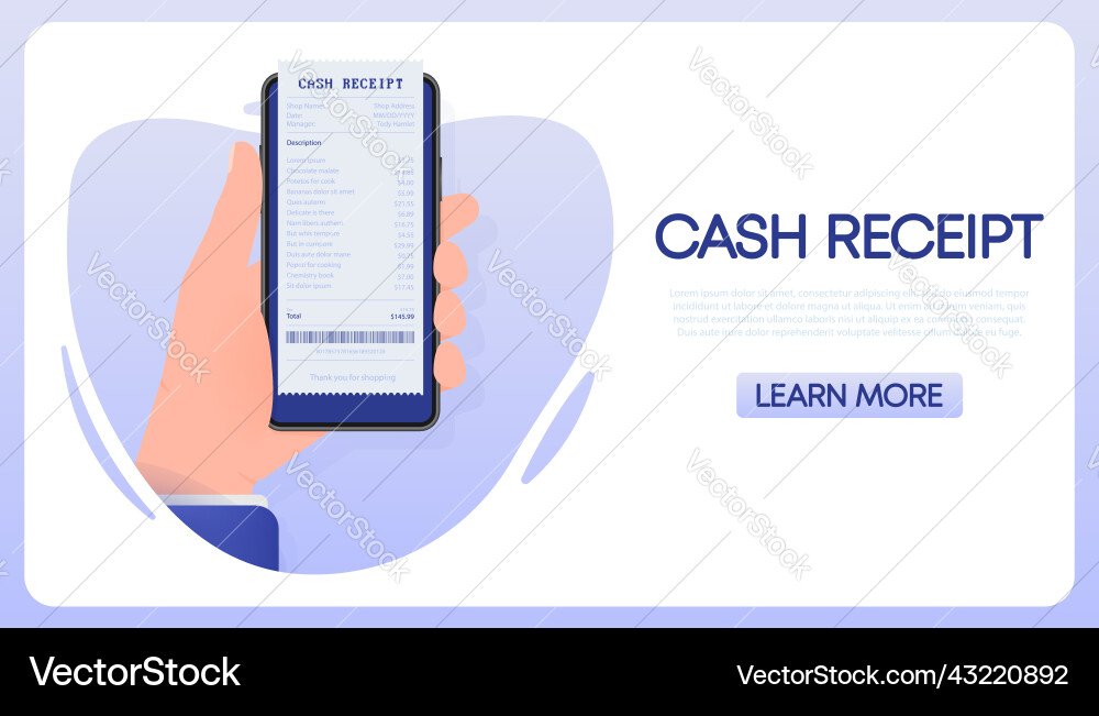 Cash receipt icon on web page invoice sign Vector Image