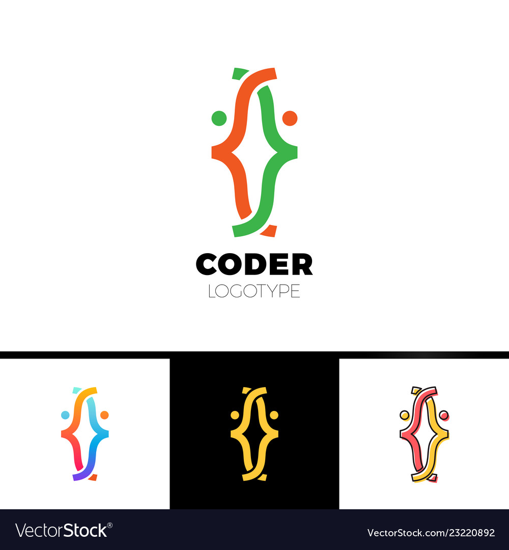 Code bracket man logo - head two done Royalty Free Vector