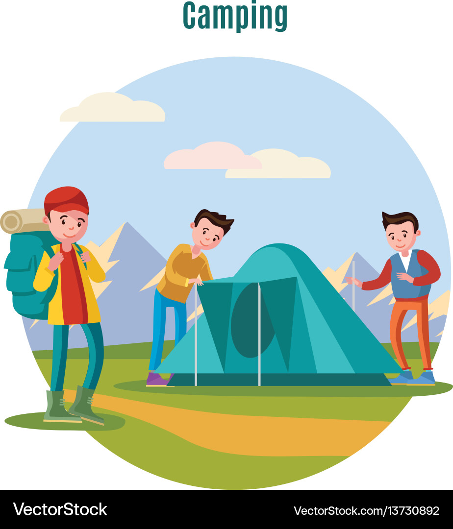 Colorful camping and backpacking template Vector Image