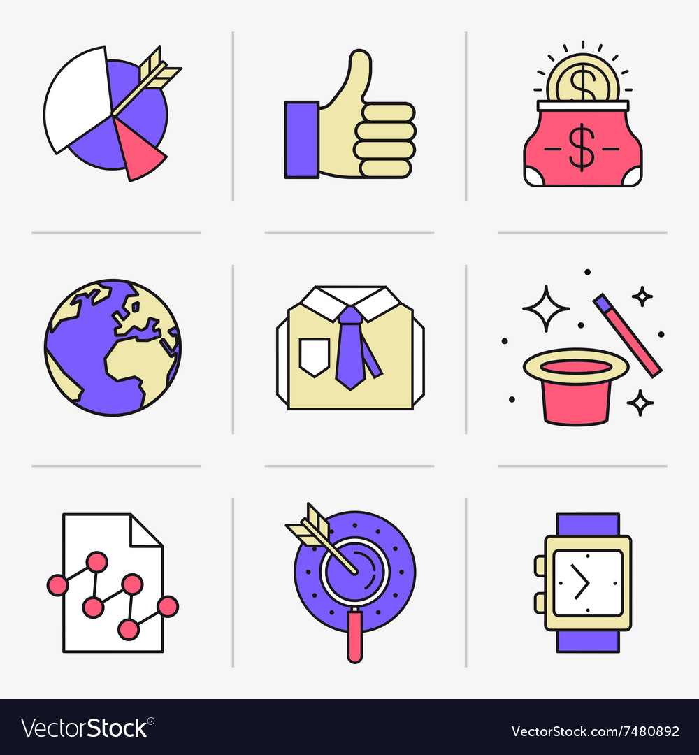 Creative flat line ikon set Royalty Free Vector Image