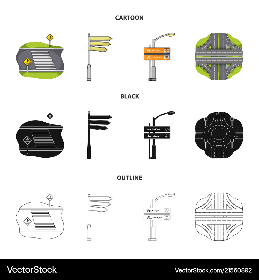 Direction signs and other web icon in cartoon Vector Image
