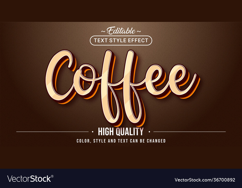 Editable text style effect - coffee text style Vector Image