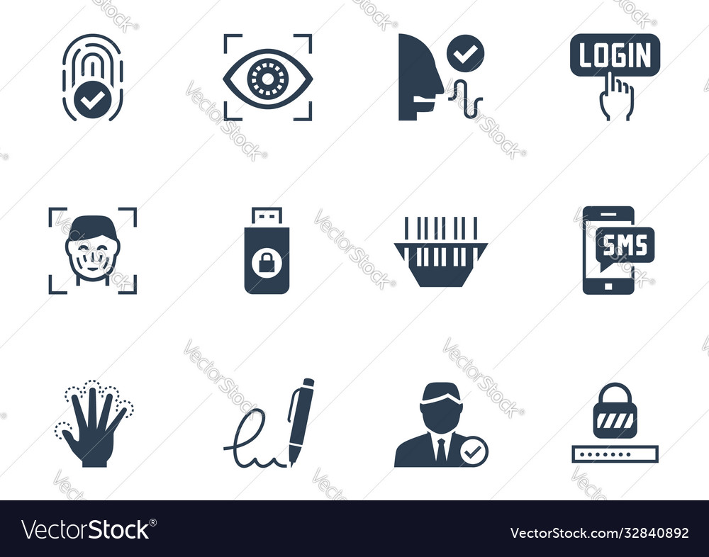 Identity verification security system icon set Vector Image
