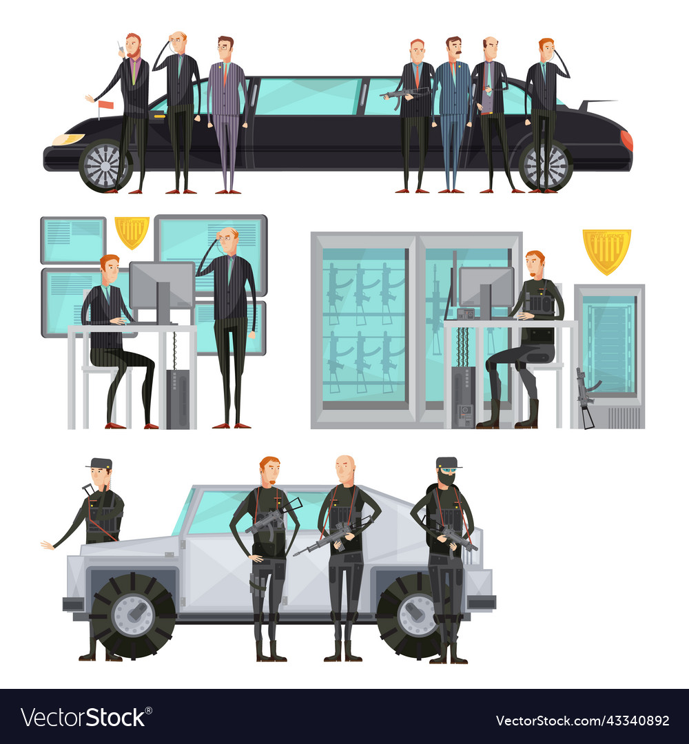 Intelligence agency colored flat composition Vector Image