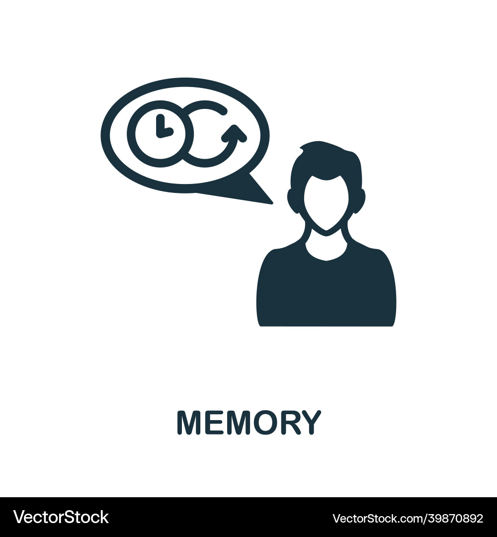 Memory icon monochrome sign from cognitive skills Vector Image