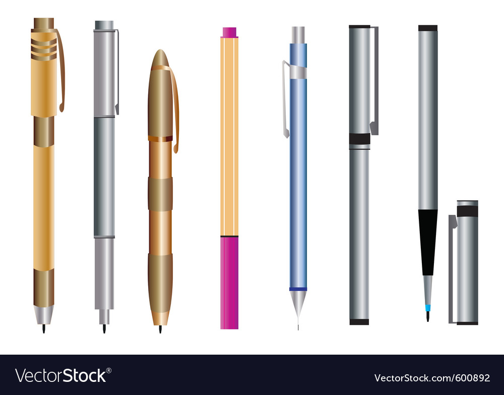Pen set Royalty Free Vector Image - VectorStock