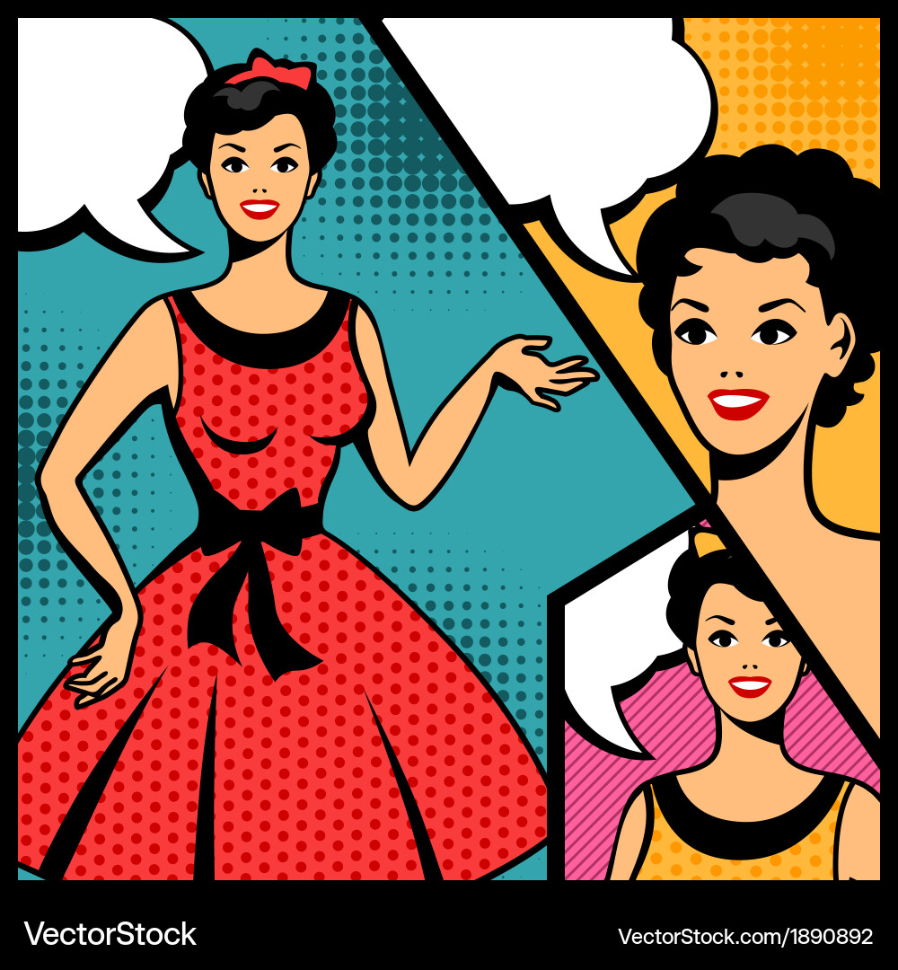 Retro girl in pop art style Royalty Free Vector Image