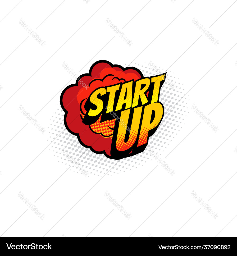 Startup boom bang burst bubble isolated pop art Vector Image