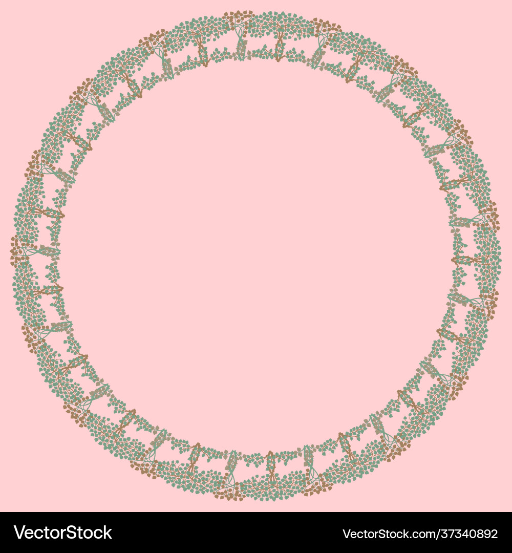 Vintage round frame with floral ornament Vector Image