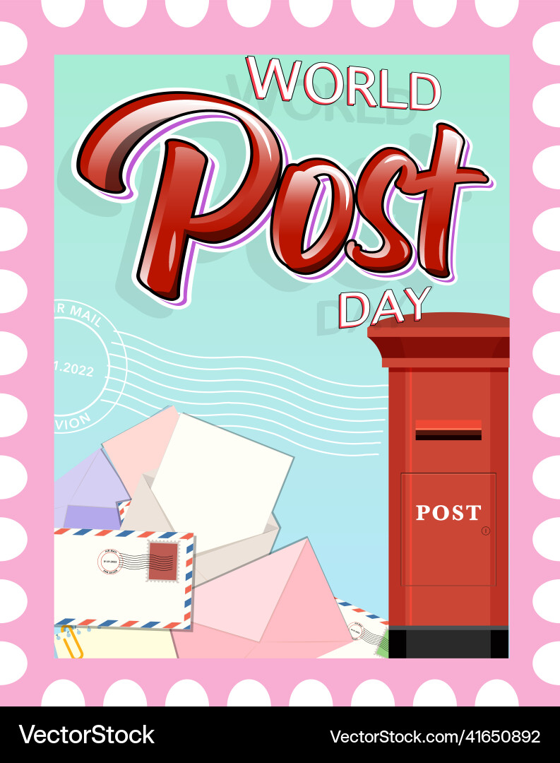 World post day logo with box and envelope Vector Image