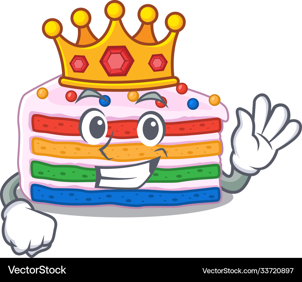 A cartoon mascot design rainbow cake performed Vector Image