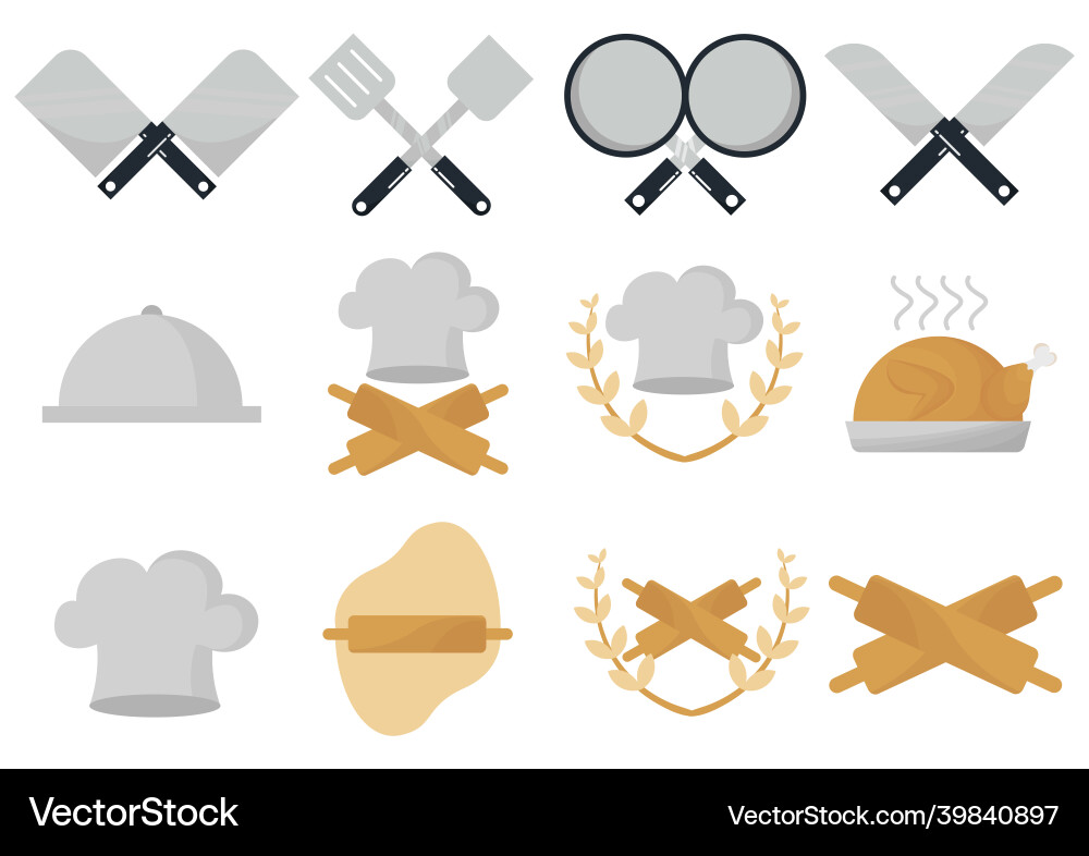 A collection of designs with chef theme Royalty Free Vector