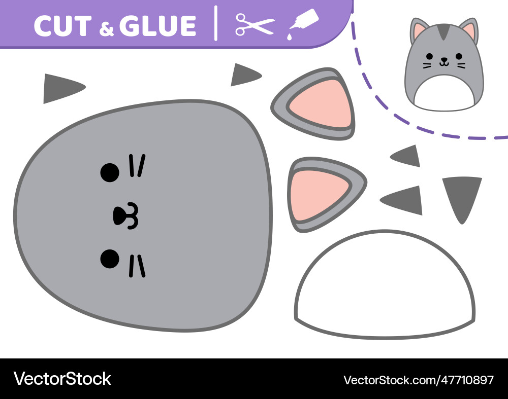 Cat squishmallow cut and glue kitty kitten Vector Image