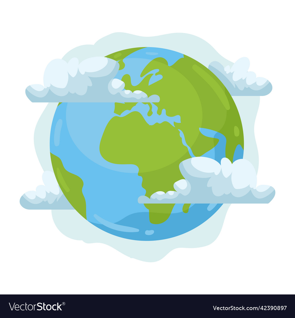 Earth with clouds Royalty Free Vector Image - VectorStock