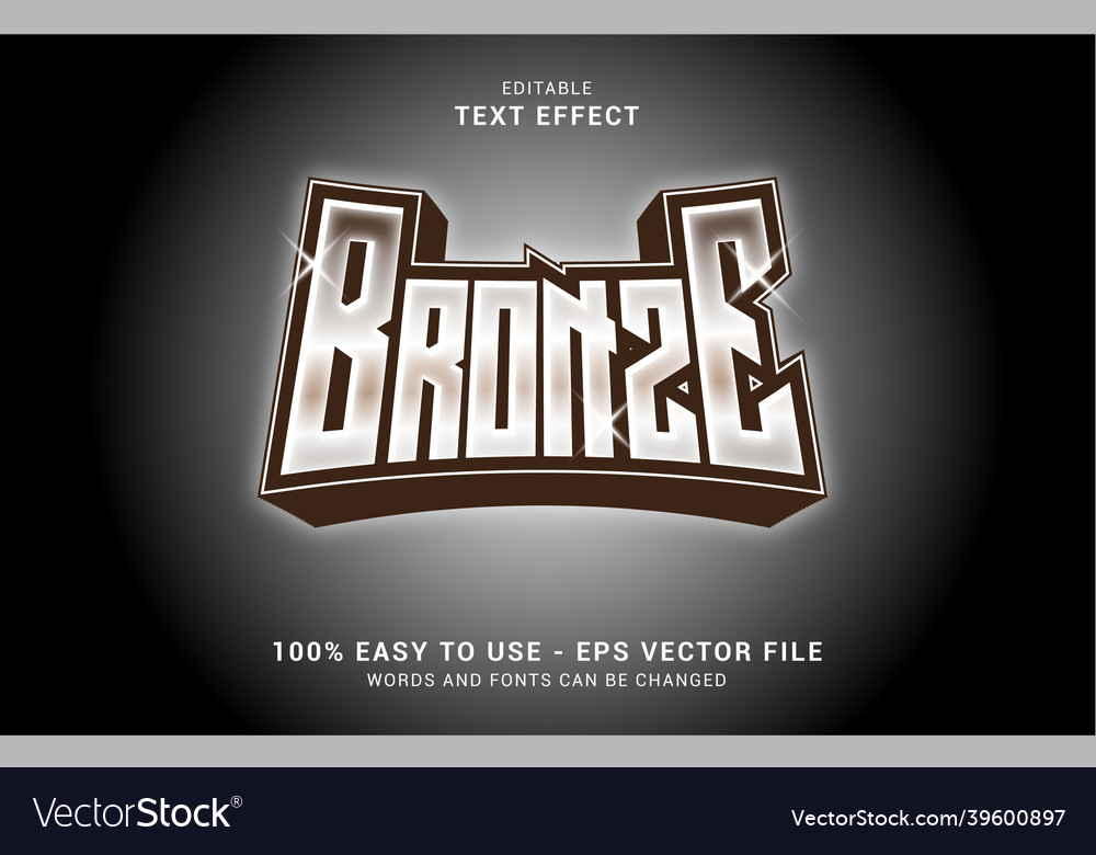 Editable text effect bronze style Royalty Free Vector Image