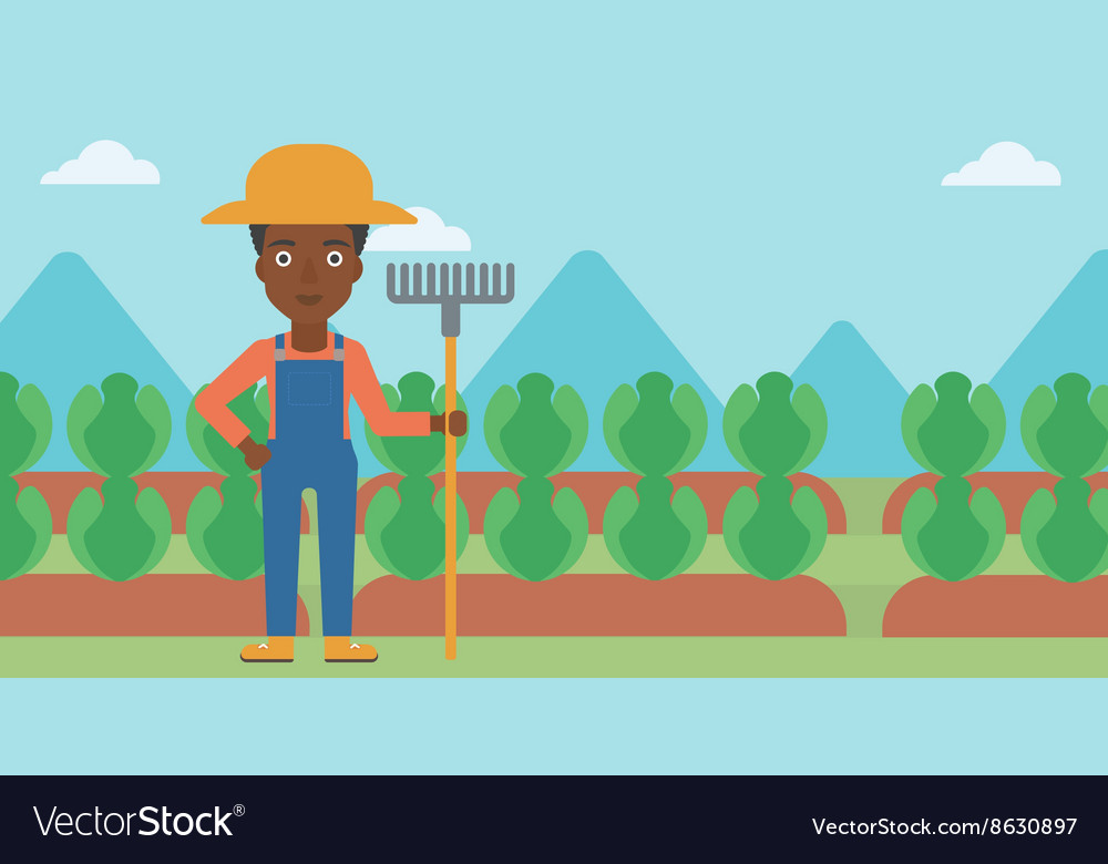 Farmer with rake Royalty Free Vector Image - VectorStock