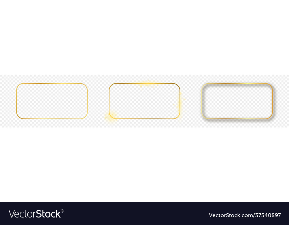 Gold glowing rounded rectangular frame Royalty Free Vector
