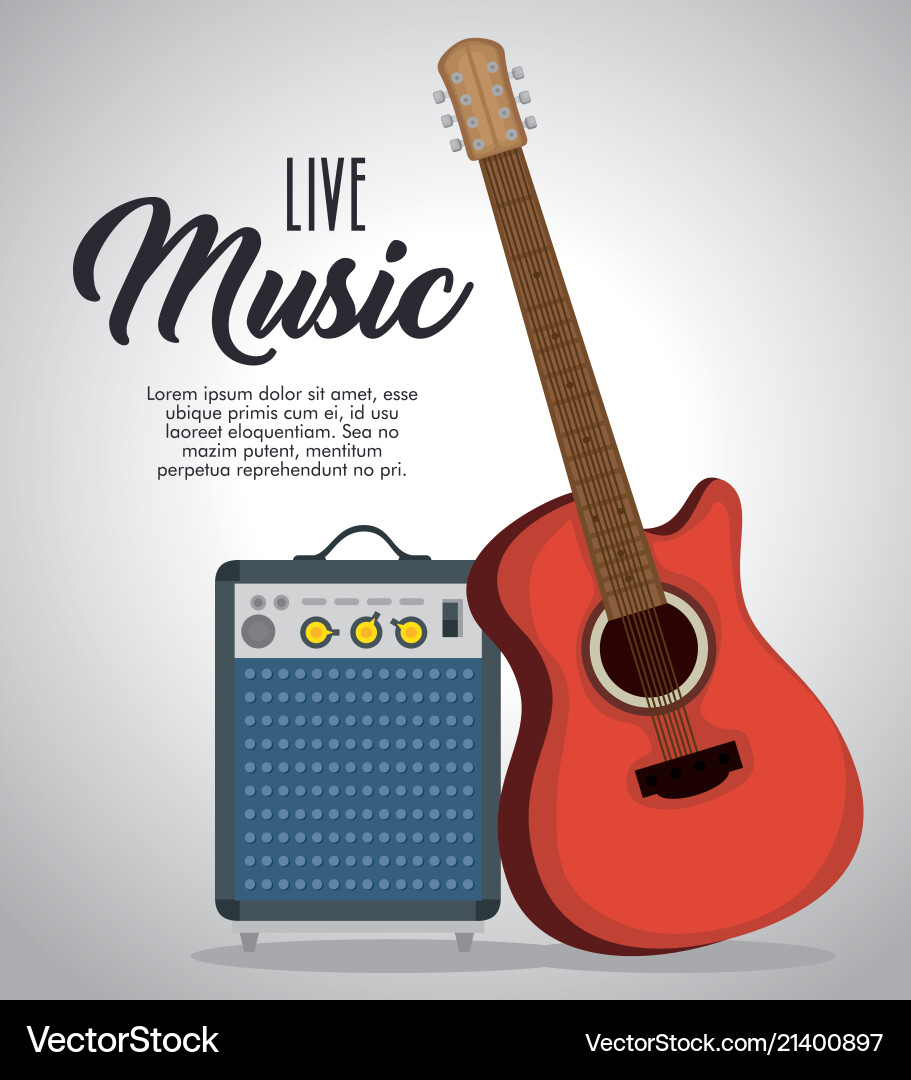Guitar electric instrument label Royalty Free Vector Image