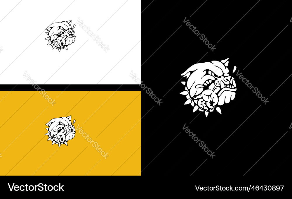 Head dog angry line art flat design Royalty Free Vector