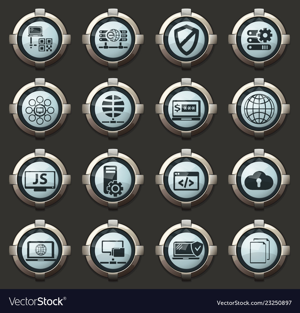 Internet server network icons set Royalty Free Vector Image