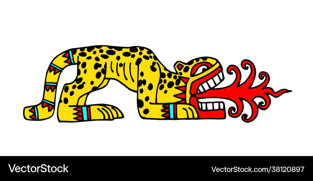 Leopard red flame aztec sacred animal indian Vector Image