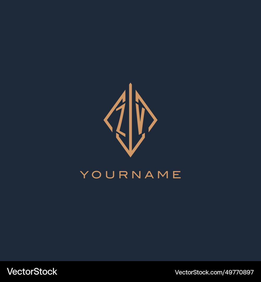 Monogram zv logo with diamond rhombus style Vector Image
