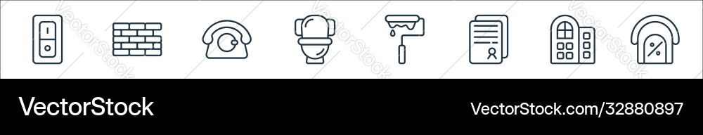 Property line icons linear set quality line set Vector Image